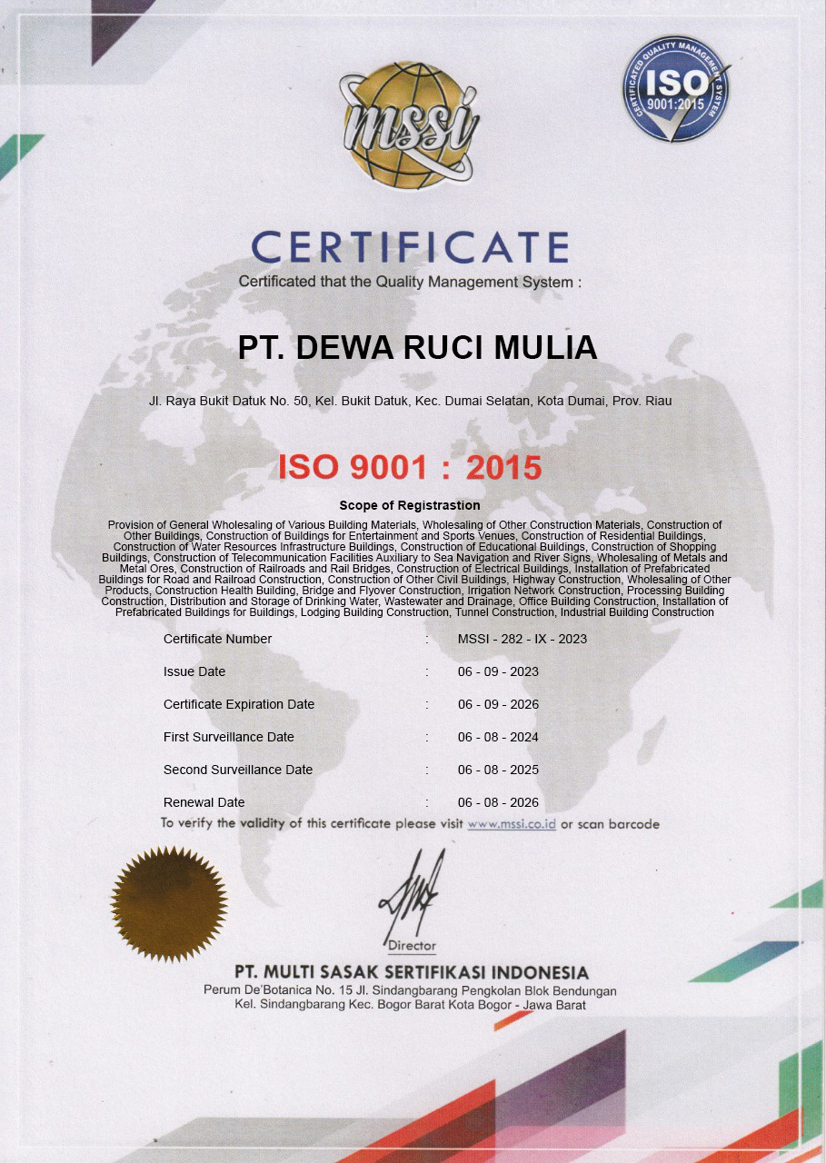 PT. DEWA RUCI MULIA ISO 9001 – mssi certification