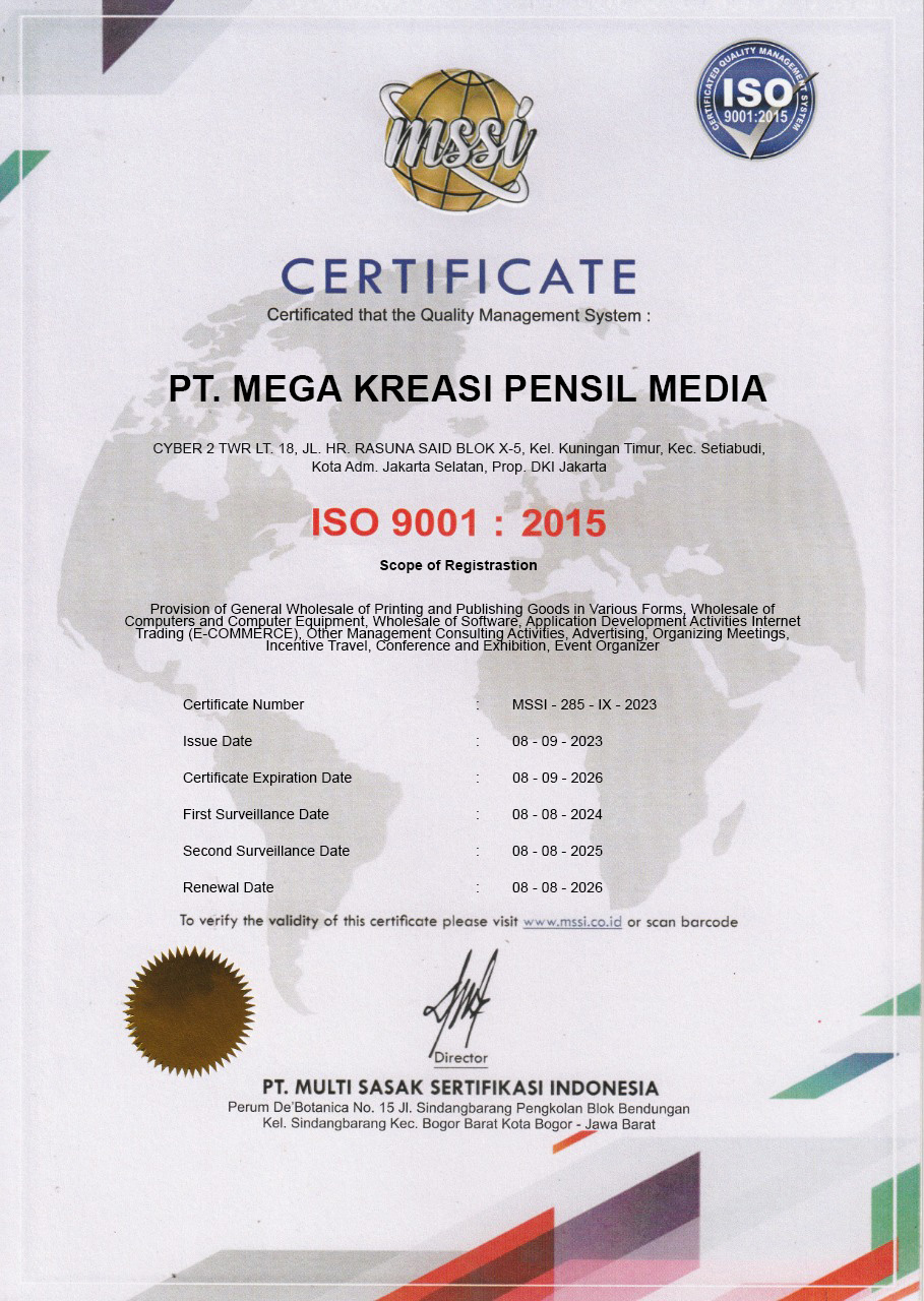 PT. MEGA KREASI PENSIL MEDIA ISO 9001 – mssi certification