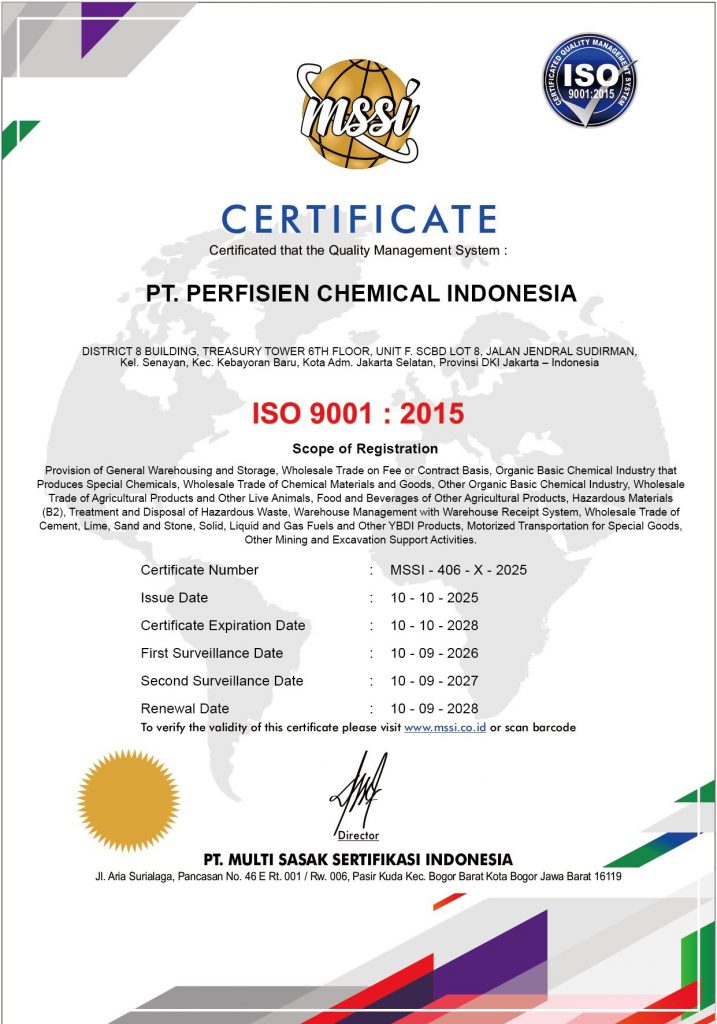PT. PERFISIEN CHEMICAL INDONESIA ISO 9001 – mssi certification